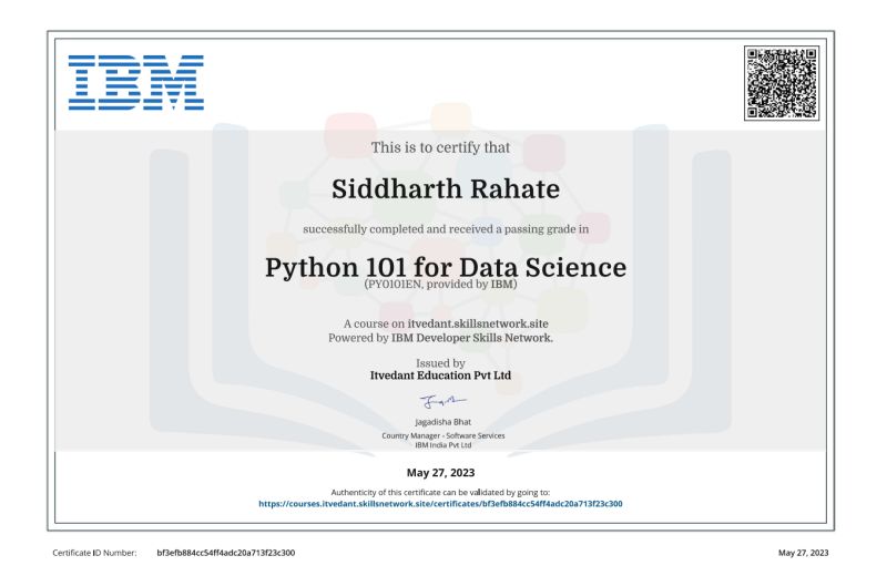 Siddharth Rahate on LinkedIn: #python #datascience #certification #ibm ... Siddharth Rahate on LinkedIn: #python #datascience #certification #ibm ...
