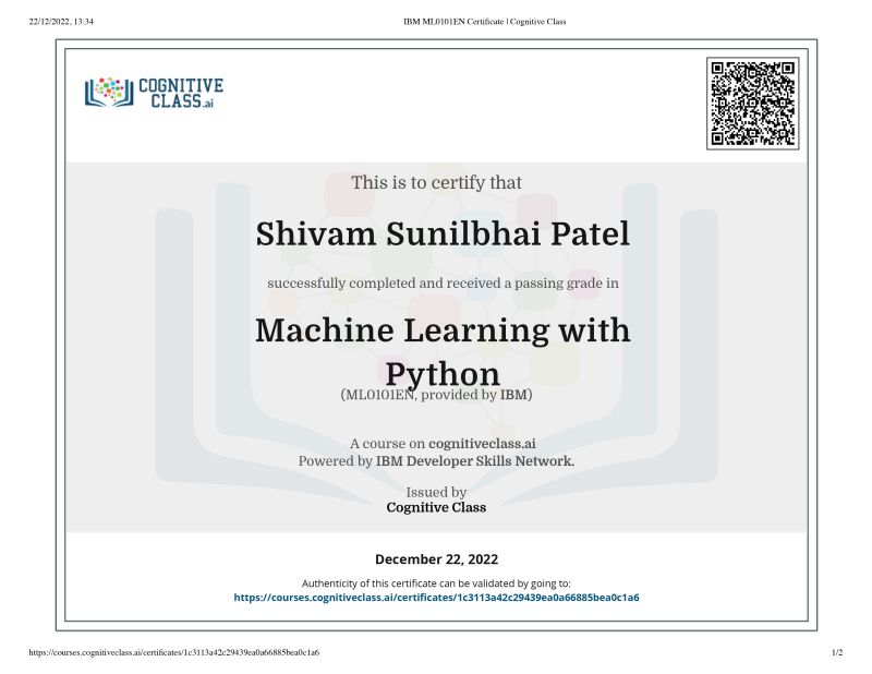 Shivam Patel on LinkedIn: #machinelearning #python #certification #ibm ... Shivam Patel on LinkedIn: #machinelearning #python #certification #ibm ...