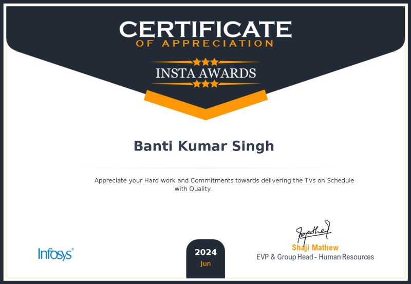 Banti Kumar Singh on LinkedIn: #infosys | 10 comments Banti Kumar Singh on LinkedIn: #infosys | 10 comments