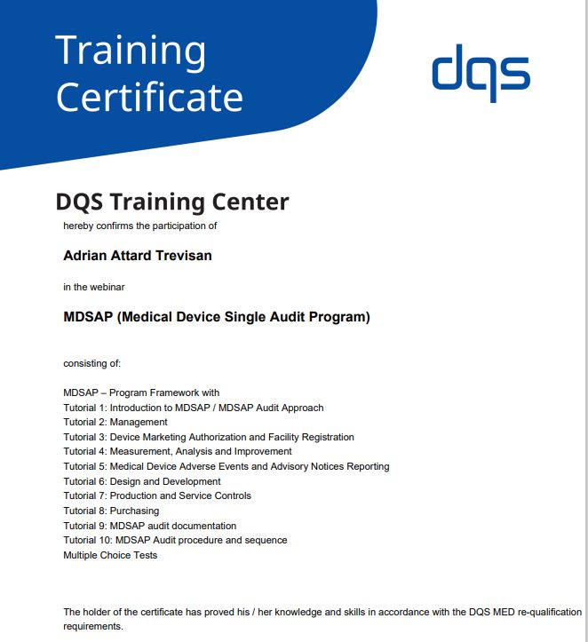 Adrian Attard Trevisan , PhD, MBA on LinkedIn: #dqs #mdsap #auditing Adrian Attard Trevisan , PhD, MBA on LinkedIn: #dqs #mdsap #auditing