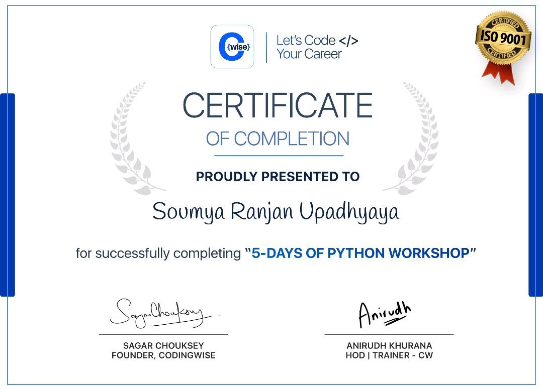 Soumya Ranjan Upadhyaya on LinkedIn: #codingwise #python # ... Soumya Ranjan Upadhyaya on LinkedIn: #codingwise #python # ...