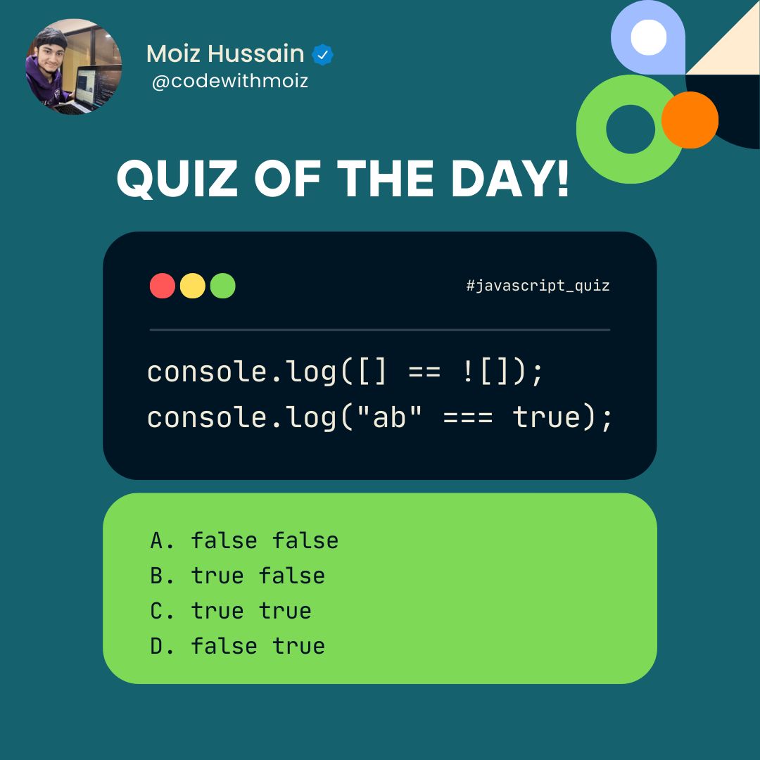 Moiz Hussain on LinkedIn: #quiz #jsquiz #javascript Moiz Hussain on LinkedIn: #quiz #jsquiz #javascript