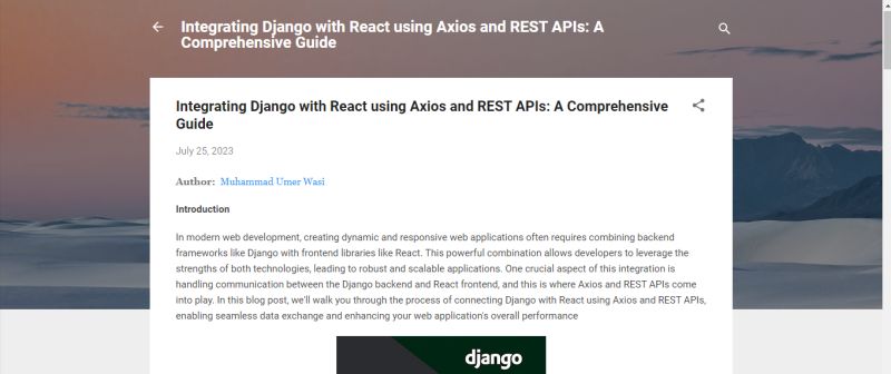 Muhammad Umer Wasi on LinkedIn: #react #django #axios #restapis # ... Muhammad Umer Wasi on LinkedIn: #react #django #axios #restapis # ...