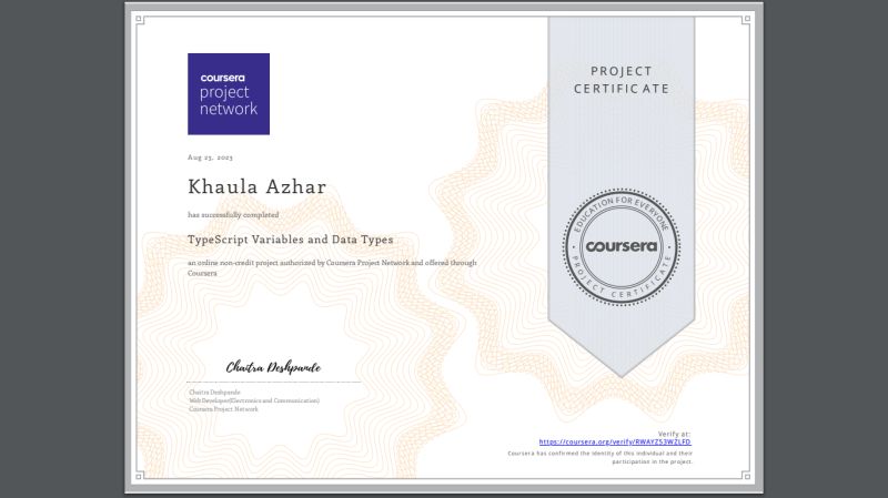 Khaula Azhar on LinkedIn: #typescript #coursera #codingjourney # ... Khaula Azhar on LinkedIn: #typescript #coursera #codingjourney # ...