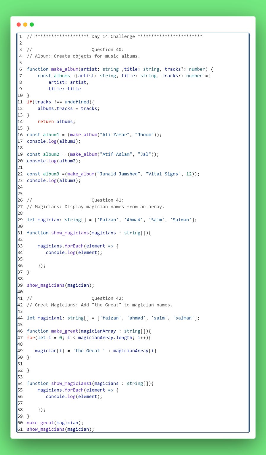 Fariha Fatima on LinkedIn: #100daysofcode #day14 #typescript # ... Fariha Fatima on LinkedIn: #100daysofcode #day14 #typescript # ...
