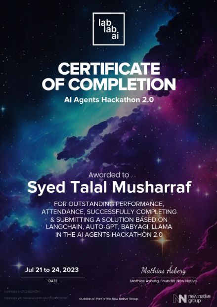 Syed Talal Musharraf on LinkedIn: #ai #hackathon Syed Talal Musharraf on LinkedIn: #ai #hackathon