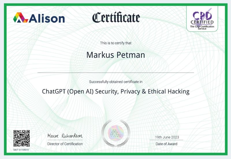 Markus Petman on LinkedIn: #ai #chatgpt #security #privacy #ethicalhacking Markus Petman on LinkedIn: #ai #chatgpt #security #privacy #ethicalhacking