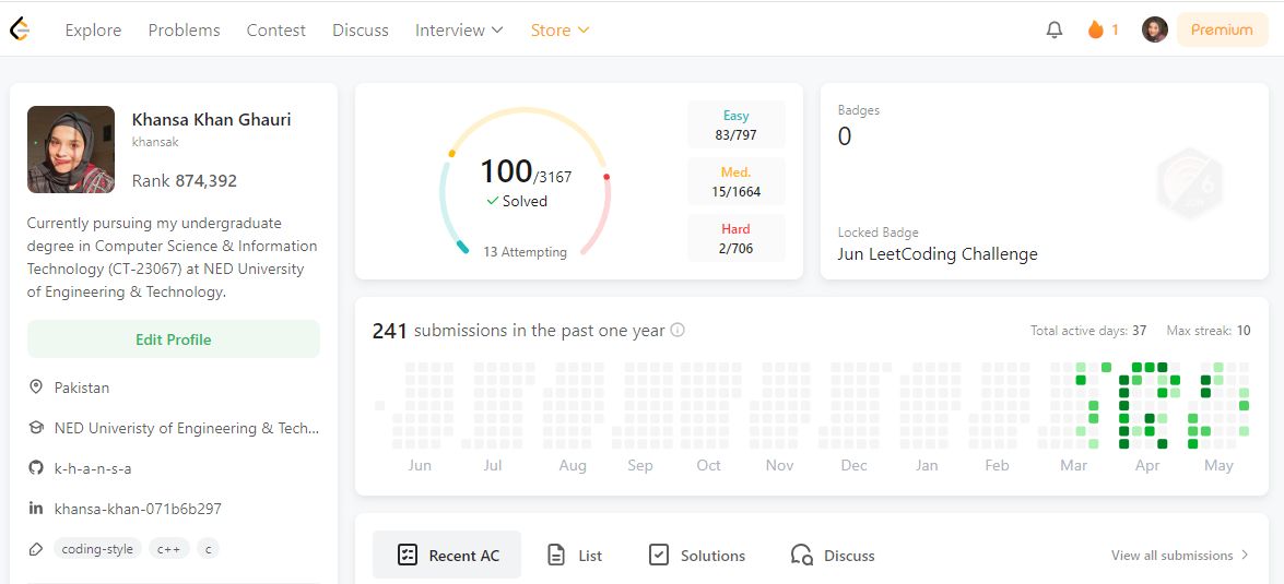 Khansa Khan Ghauri on LinkedIn: #leetcode #codingjourney # ... Khansa Khan Ghauri on LinkedIn: #leetcode #codingjourney # ...