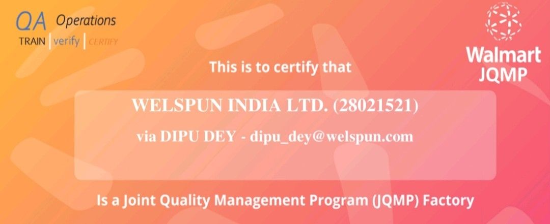DIPU DEY on LinkedIn: #walmart #bvcps #welspun DIPU DEY on LinkedIn: #walmart #bvcps #welspun