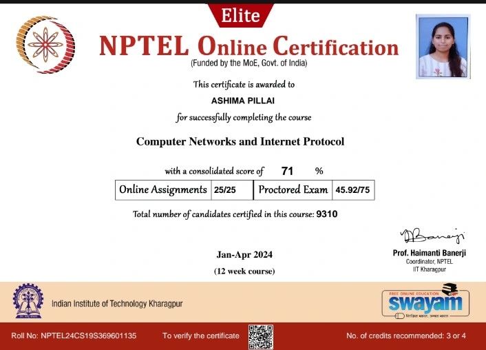 Ashima Pillai on LinkedIn: #nptel #computernetworks #continuouslearning Ashima Pillai on LinkedIn: #nptel #computernetworks #continuouslearning