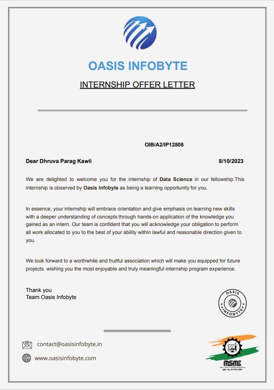 Dhruva Kawli on LinkedIn: #oasisinfobyte #datascience #intern Dhruva Kawli on LinkedIn: #oasisinfobyte #datascience #intern