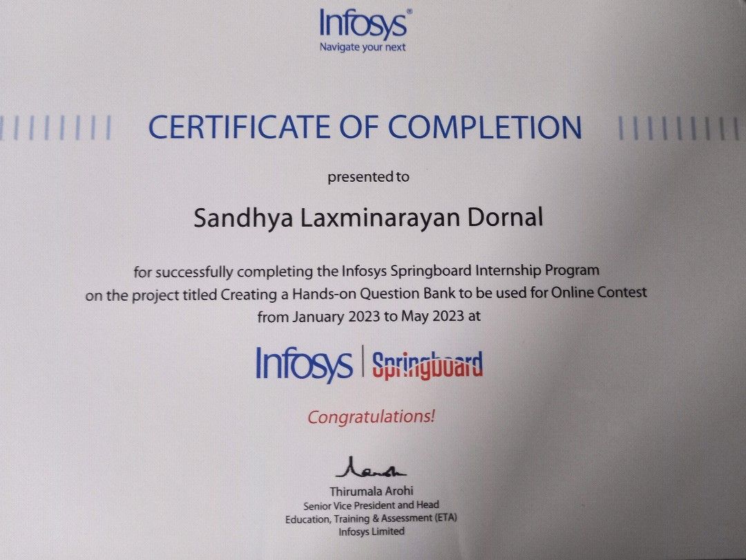 Sandhya Dornal on LinkedIn: #connections #share #internship #infosys # ... Sandhya Dornal on LinkedIn: #connections #share #internship #infosys # ...
