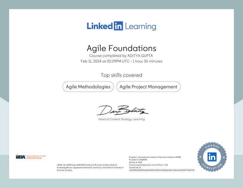 ADITYA GUPTA on LinkedIn: Certificate of Completion ADITYA GUPTA on LinkedIn: Certificate of Completion