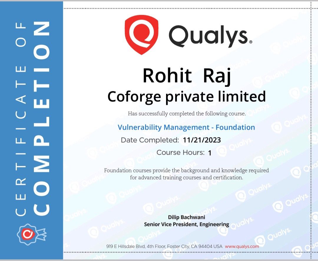 Rohit Raj on LinkedIn: #qualys Rohit Raj on LinkedIn: #qualys
