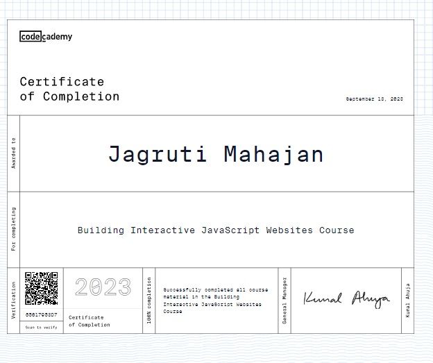 Jagruti Mahajan on LinkedIn: #thankyou #codecademy #javascript # ... Jagruti Mahajan on LinkedIn: #thankyou #codecademy #javascript # ...