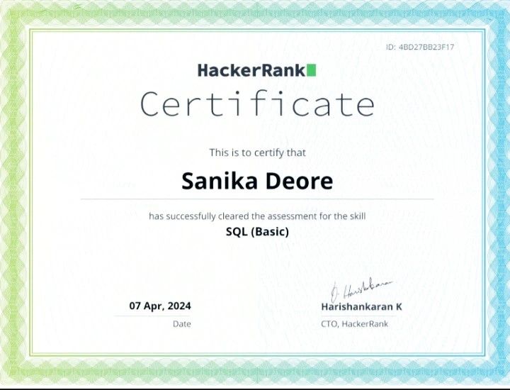 Sanika Deore on LinkedIn: Hii all , i am glad to tell you that I have ... Sanika Deore on LinkedIn: Hii all , i am glad to tell you that I have ...