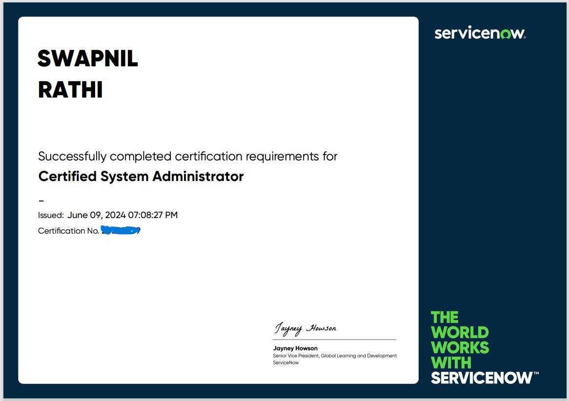 Swapnil Rathi on LinkedIn: Successfully completed ServiceNow CSA ... Swapnil Rathi on LinkedIn: Successfully completed ServiceNow CSA ...