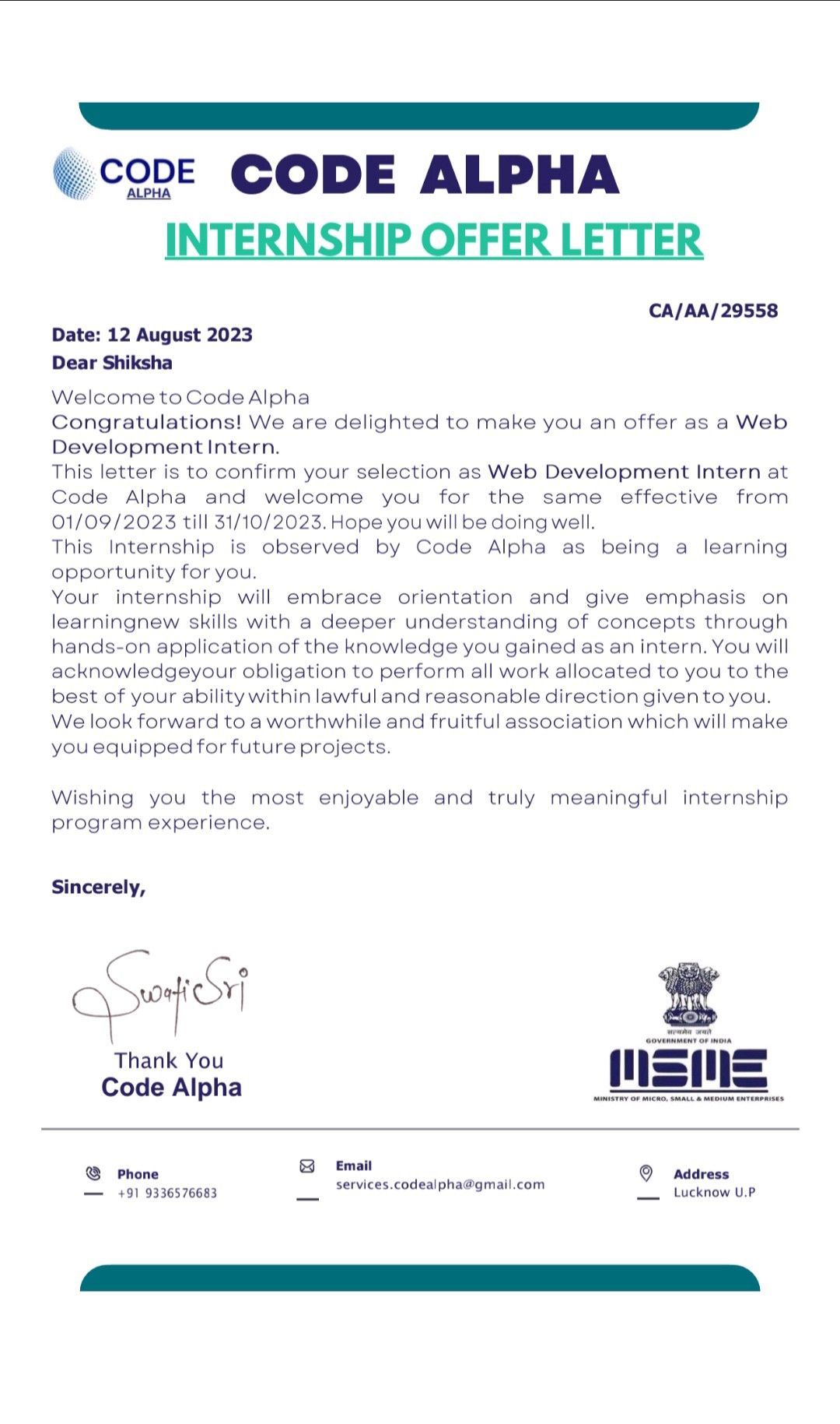 Shiksha Katiyar on LinkedIn: #internship #skillbuilding #codealpha Shiksha Katiyar on LinkedIn: #internship #skillbuilding #codealpha
