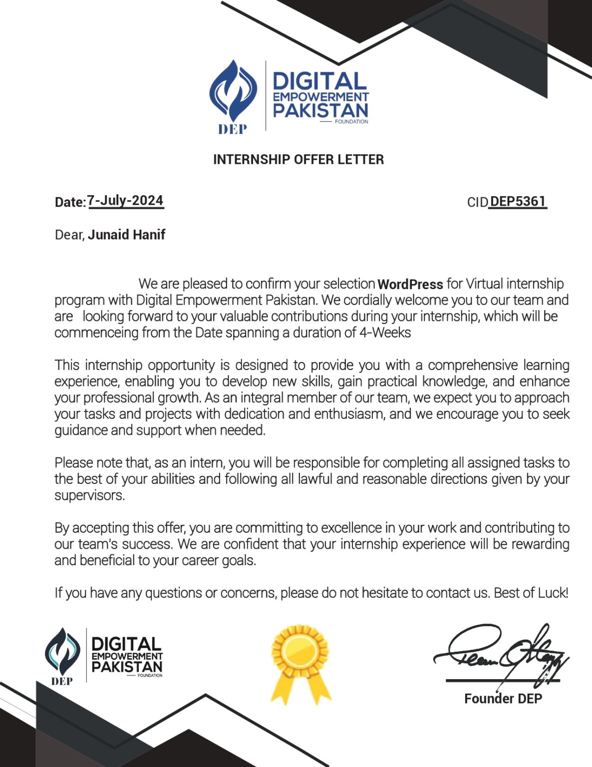 Junaid Hanif on LinkedIn: #internship #digitalempowerment # ... Junaid Hanif on LinkedIn: #internship #digitalempowerment # ...