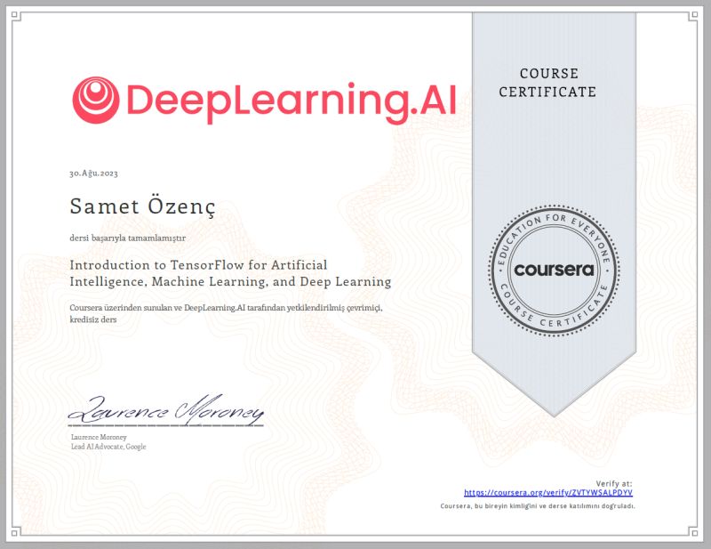 Samet Özenç on LinkedIn: Step by step to TensorFlow Developer ... Samet Özenç on LinkedIn: Step by step to TensorFlow Developer ...