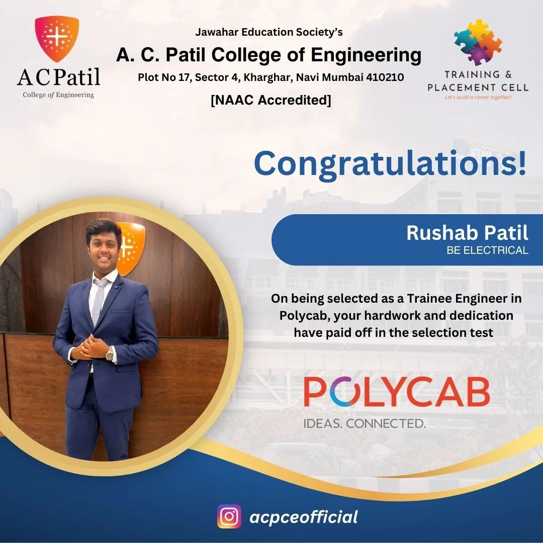A C PATIL College of Engineering on LinkedIn: Congratulations Rushab ... A C PATIL College of Engineering on LinkedIn: Congratulations Rushab ...