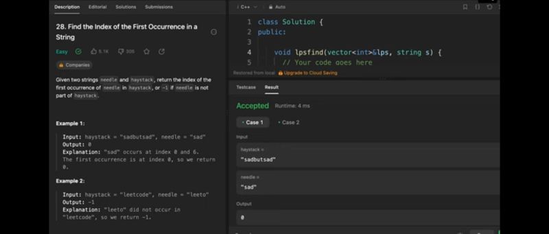 Vidushi Sharma on LinkedIn: #dsa #c #kmpalgorithm #stringmatching # ... Vidushi Sharma on LinkedIn: #dsa #c #kmpalgorithm #stringmatching # ...