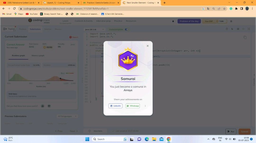 Dipesh Das on LinkedIn: #coding #learning #dsa #arrays Dipesh Das on LinkedIn: #coding #learning #dsa #arrays