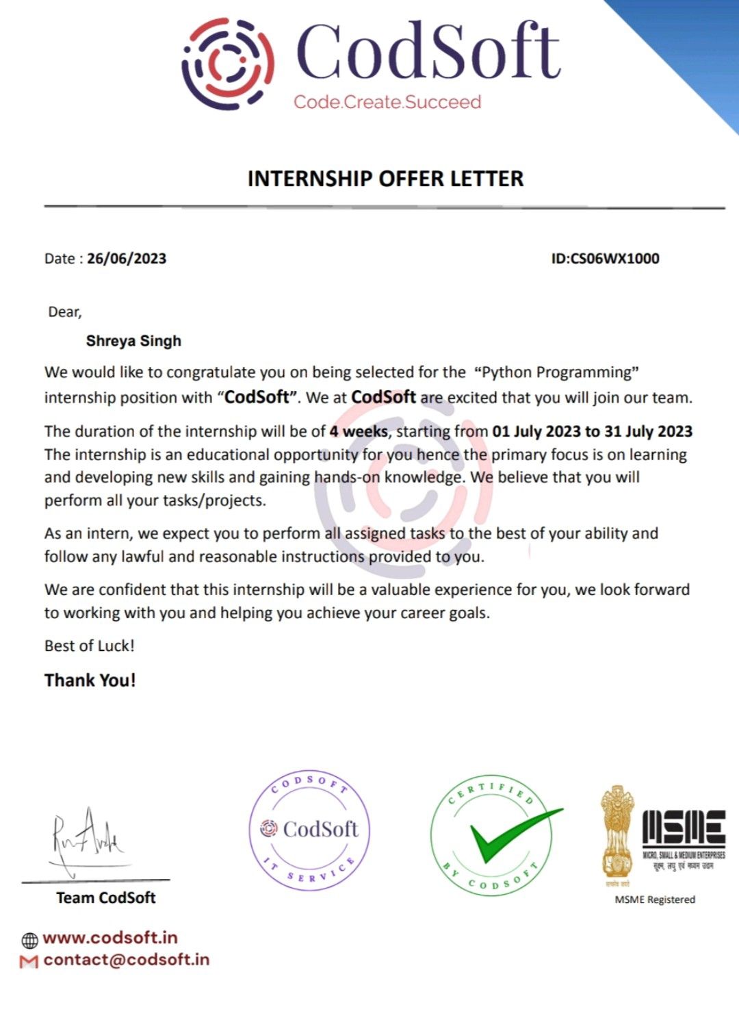 Shreya Singh on LinkedIn: #pythonprogramming #coding #internship # ... Shreya Singh on LinkedIn: #pythonprogramming #coding #internship # ...