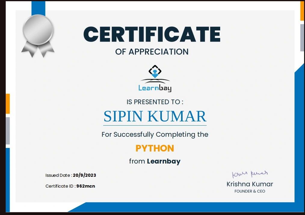 Sipin Kumar on LinkedIn: #pythonlearning #python #pythonprogramming # ... Sipin Kumar on LinkedIn: #pythonlearning #python #pythonprogramming # ...