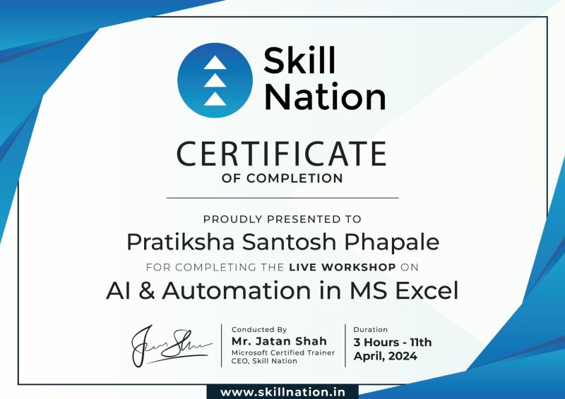 Completed Jatan Shah workshop on AI & Automation | Pratiksha Phapale ... Completed Jatan Shah workshop on AI & Automation | Pratiksha Phapale ...