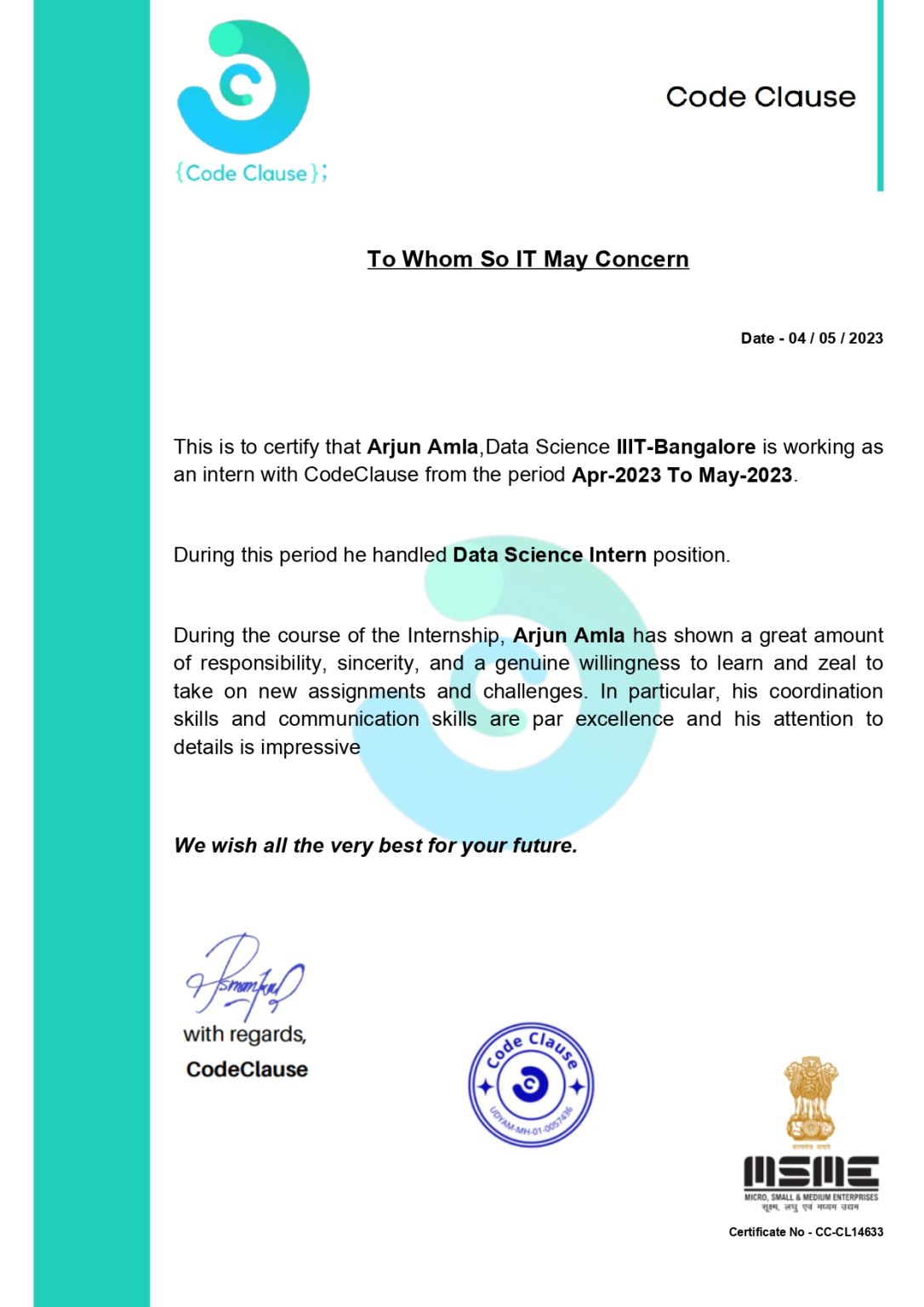 Arjun Amla on LinkedIn: #codeclause #internship #opportunity # ... Arjun Amla on LinkedIn: #codeclause #internship #opportunity # ...