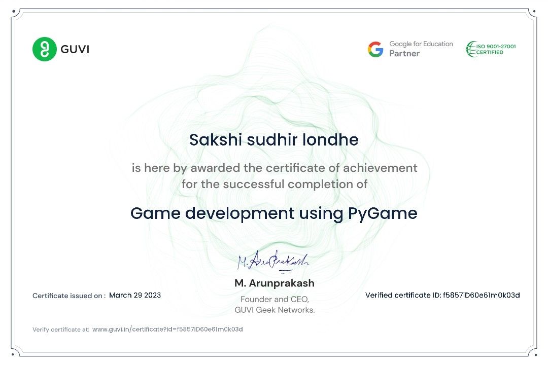 Sakshi Londhe on LinkedIn: #python #google #gamedevelopment #education ... Sakshi Londhe on LinkedIn: #python #google #gamedevelopment #education ...