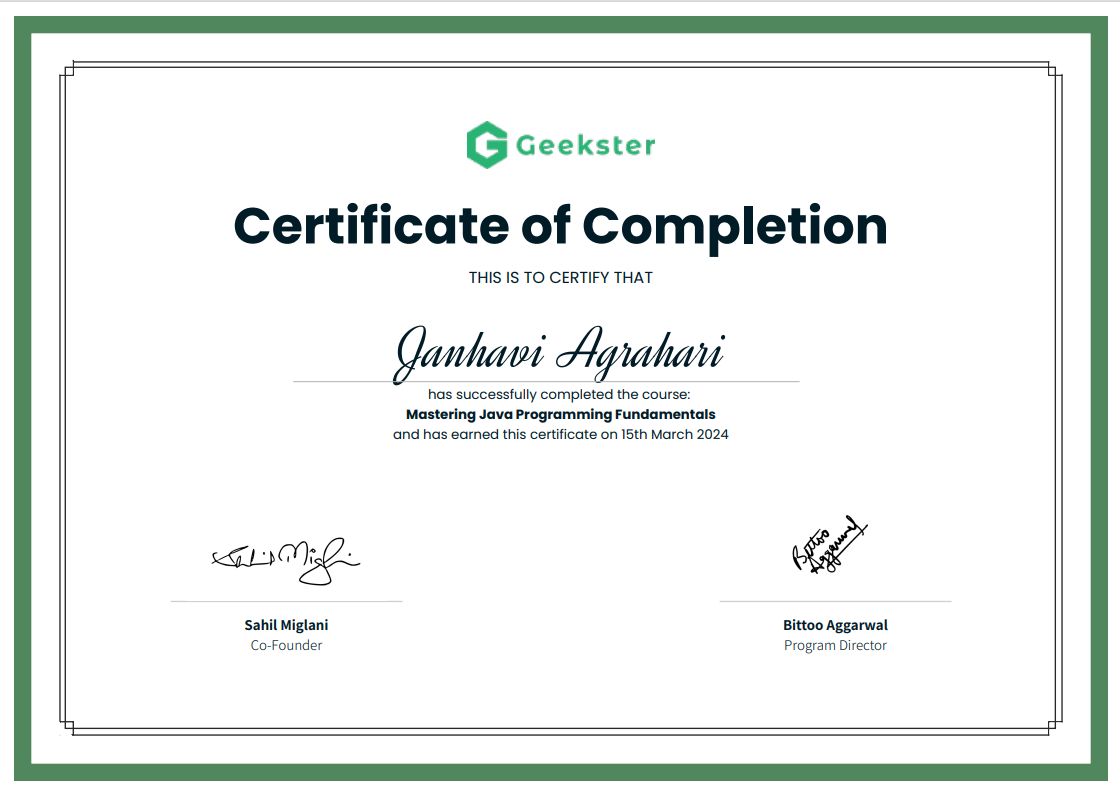Janhavi Agrahari on LinkedIn: #javaprogramming #geekster # ... Janhavi Agrahari on LinkedIn: #javaprogramming #geekster # ...