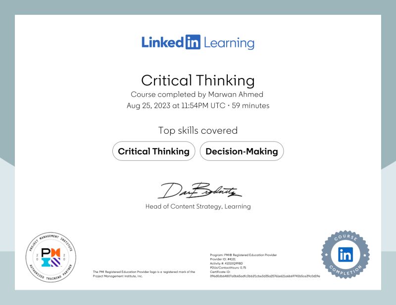 Marwan Ahmed on LinkedIn: Certificate of Completion Marwan Ahmed on LinkedIn: Certificate of Completion