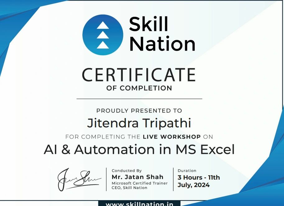 Jitendra Tripathi on LinkedIn: #ai #excel #automation #professional Jitendra Tripathi on LinkedIn: #ai #excel #automation #professional