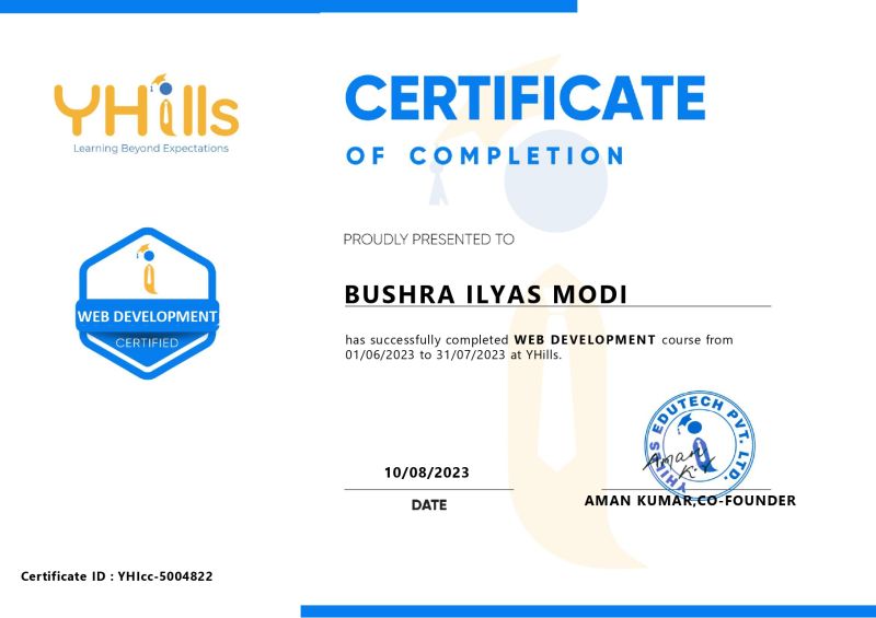 Bushra Modi on LinkedIn: #coursecompletion #internshipcompletion # ... Bushra Modi on LinkedIn: #coursecompletion #internshipcompletion # ...