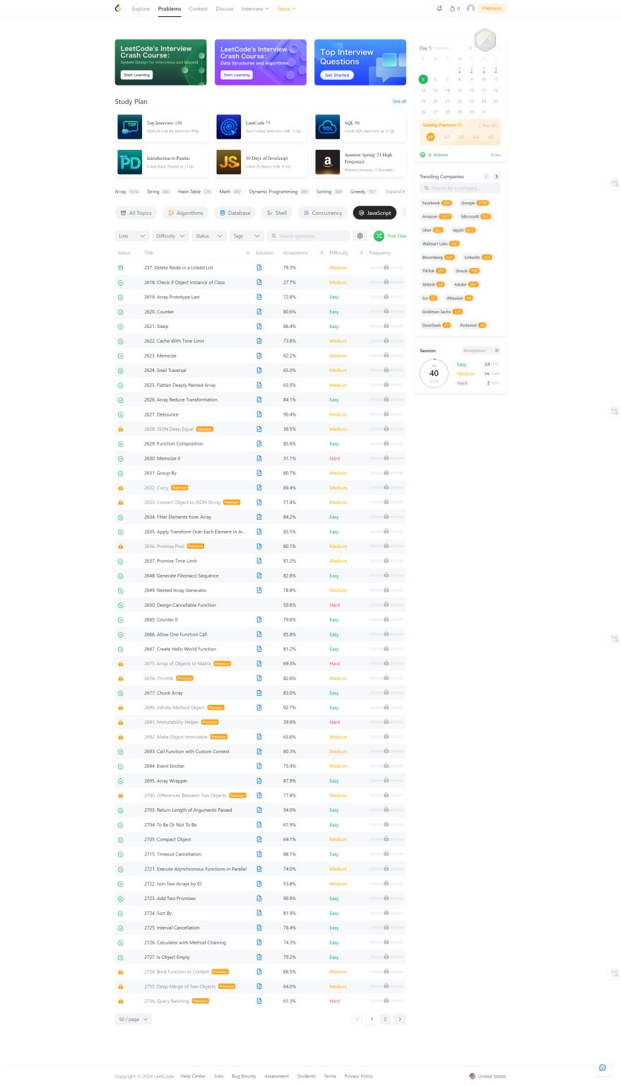 Passed 50 JavaScript questions on LeetCode | Taha Zalzali posted on the ... Passed 50 JavaScript questions on LeetCode | Taha Zalzali posted on the ...