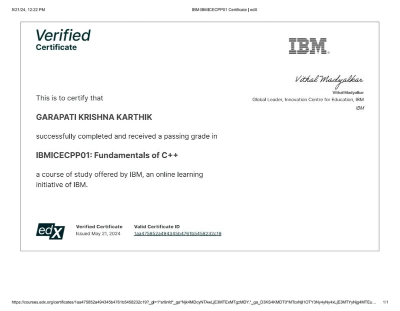 Krishna karthik Garapati on LinkedIn: #cplusplus #certification #ibm # ... Krishna karthik Garapati on LinkedIn: #cplusplus #certification #ibm # ...