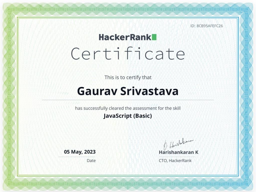 Gaurav Srivastava on LinkedIn: #javascript #share #hackerrank Gaurav Srivastava on LinkedIn: #javascript #share #hackerrank