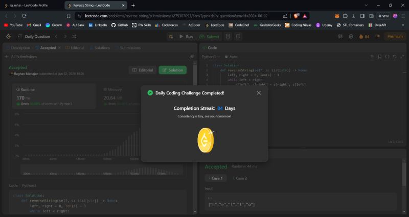 Day 84 of #100DaysOfCode on LeetCode | Raghav Mahajan posted on the ... Day 84 of #100DaysOfCode on LeetCode | Raghav Mahajan posted on the ...