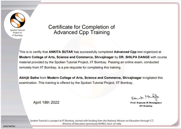Ankita Sutar on LinkedIn: #cpp #training Ankita Sutar on LinkedIn: #cpp #training