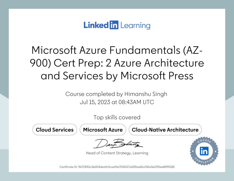 Himanshu Singh on LinkedIn: Certificate of Completion Himanshu Singh on LinkedIn: Certificate of Completion