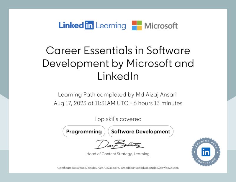 Md Aizaj Ansari on LinkedIn: Certificate of Completion Md Aizaj Ansari on LinkedIn: Certificate of Completion