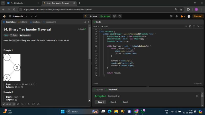Day 44 of LeetCode challenge: Binary Tree Inorder Traversal | Gajendra ... Day 44 of LeetCode challenge: Binary Tree Inorder Traversal | Gajendra ...