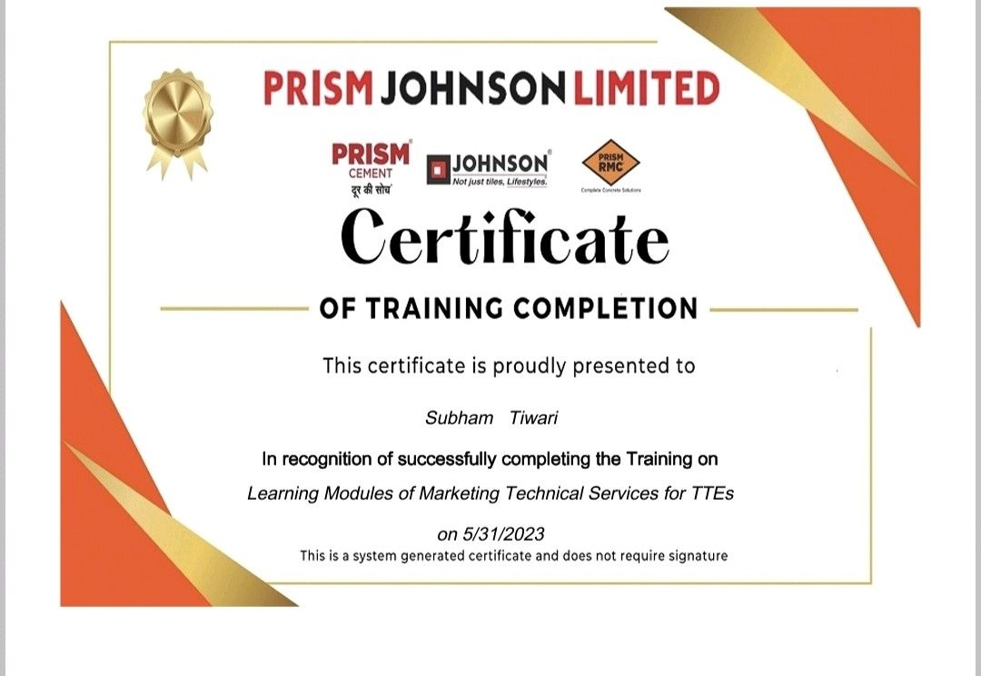 Subham Tiwari on LinkedIn: Successfully completed training module for ... Subham Tiwari on LinkedIn: Successfully completed training module for ...