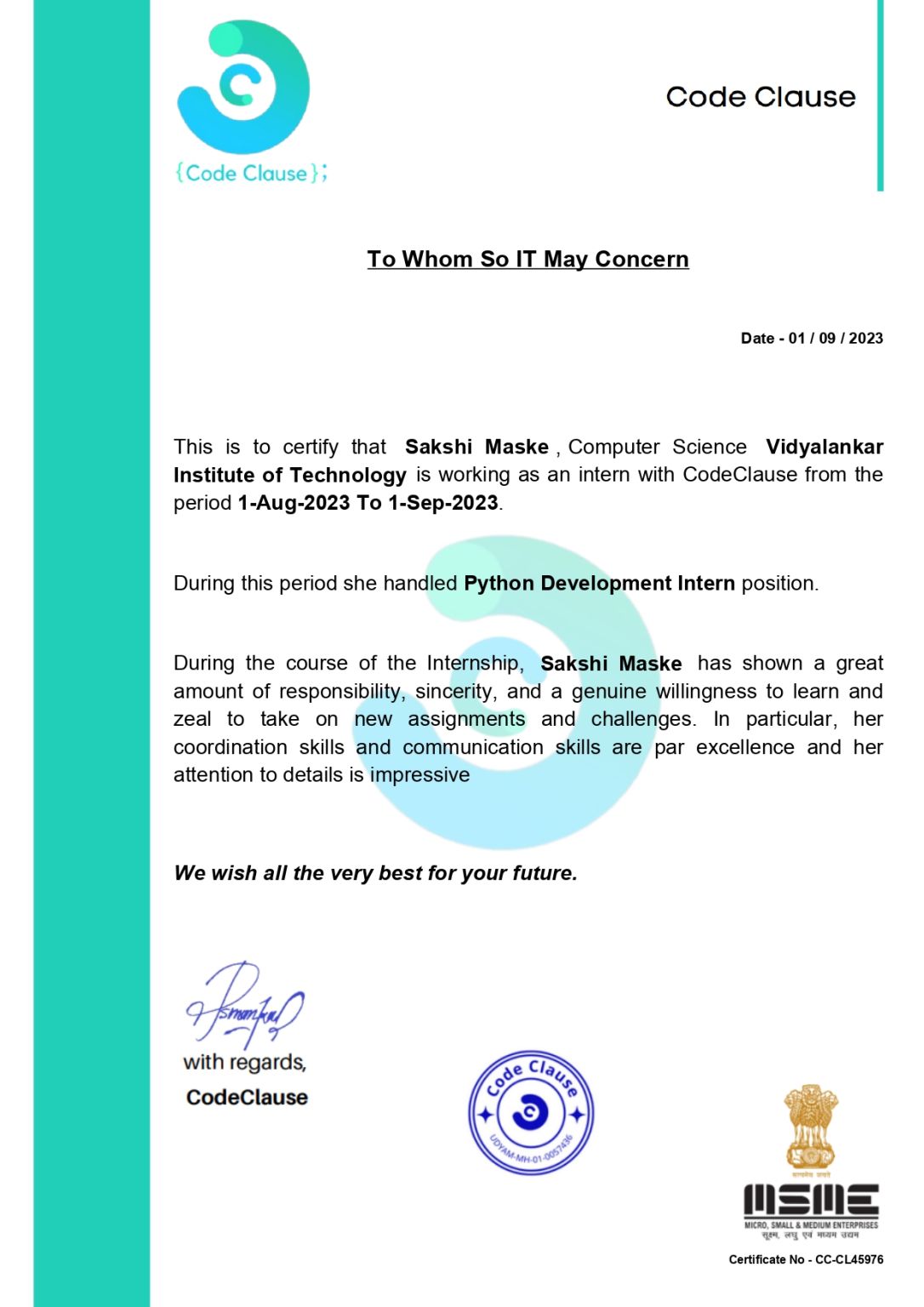 Sakshi Maske on LinkedIn: #connections #internshipcompleted # ... Sakshi Maske on LinkedIn: #connections #internshipcompleted # ...