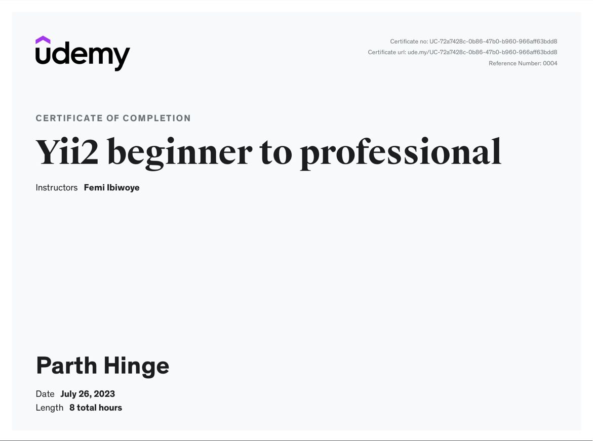 parth hinge on LinkedIn: #udemycourse #learning #yii #framework # ... parth hinge on LinkedIn: #udemycourse #learning #yii #framework # ...