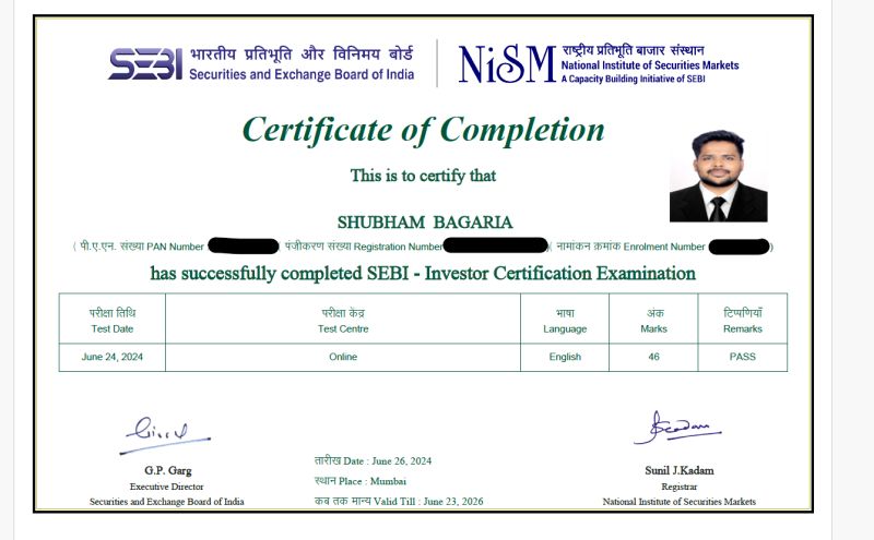 Shubham Bagaria on LinkedIn: #sebi #nism #investorcertification # ... Shubham Bagaria on LinkedIn: #sebi #nism #investorcertification # ...