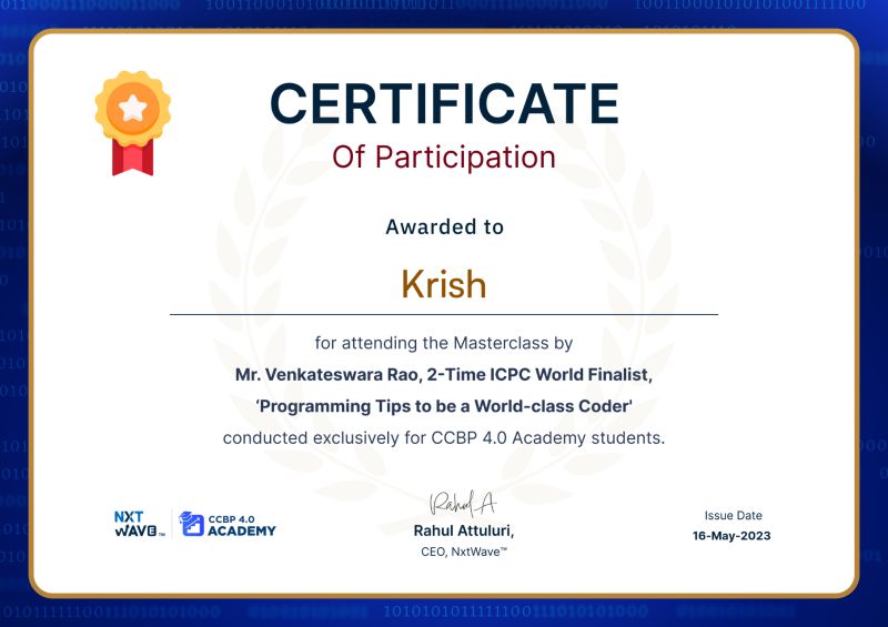 Krish Kumar on LinkedIn: #icpc #nxtwave #icpc #competitiveprogramming # ... Krish Kumar on LinkedIn: #icpc #nxtwave #icpc #competitiveprogramming # ...