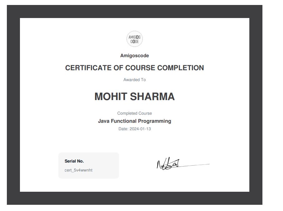 Completed Java Functional Programming by Amigoscode | Mohit Sharma ... Completed Java Functional Programming by Amigoscode | Mohit Sharma ...